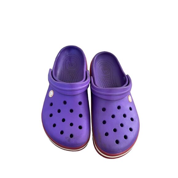 CROCS | Shoes | Crocs Unisex Clogs Size M 6 W 8 Purple With Red White ...